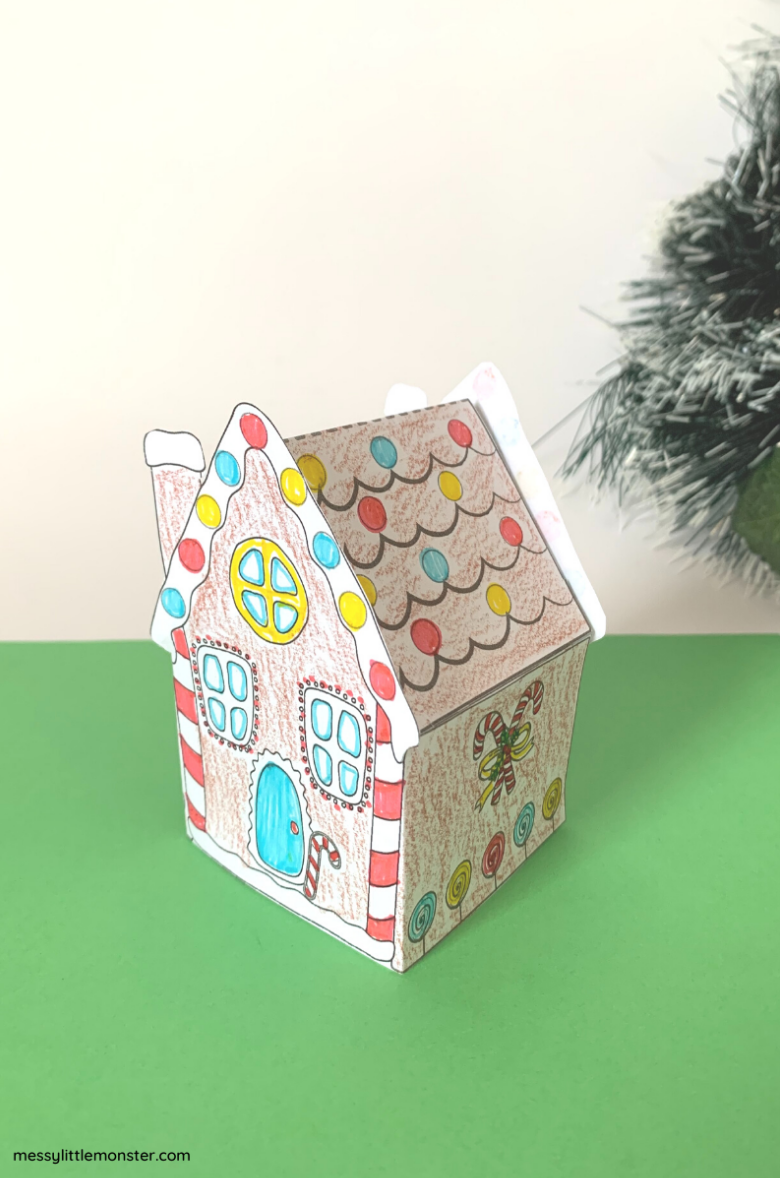 Paper Gingerbread House (template included) - Messy Little Monster