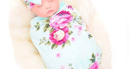 Galabloomer Newborn Receiving Blanket Headband Set Flower Print Baby ...