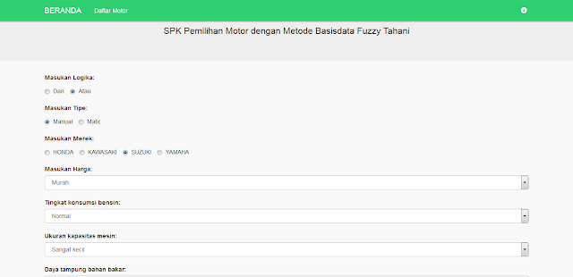 Source Code PHP Metode Fuzzy Database Tahani pada SPK Pemilihan Motor ...