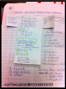 Interactive Notebooks: Surface Area - Coffee Cups and Lesson Plans