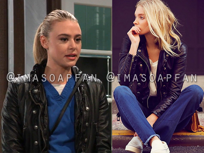 Kiki Jerome's Black Moto Jacket - General Hospital, Season 56, Episode ...