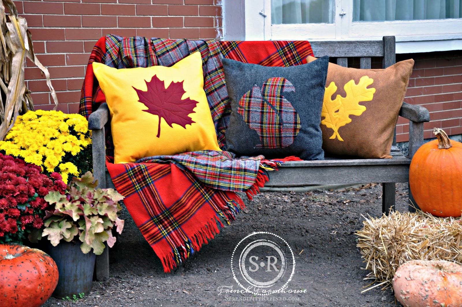 Serendipity Refined Blog: Red Yellow and Gray Fall Porch Decor