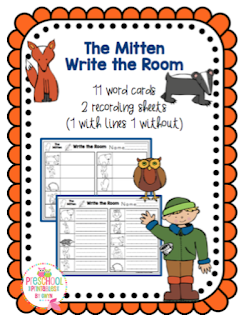 Free The Mitten Write the Room ~ Preschool Printables