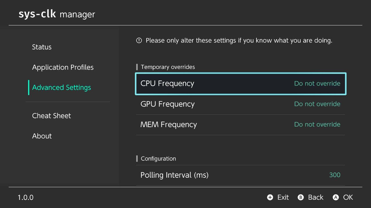 ニンテンドースイッチ オーバークロックできるsys-clkを本体で直接設定を変更できるsys-clk manager紹介