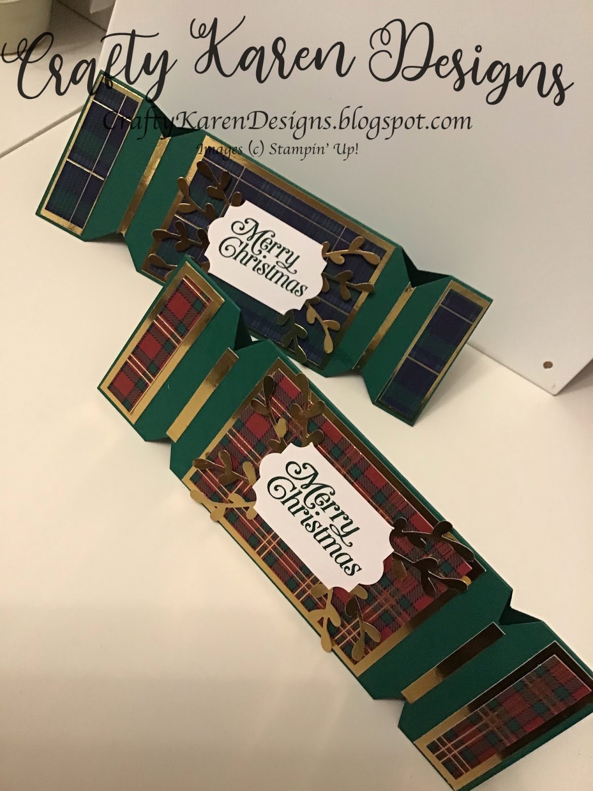 craftykarendesigns: Wrapped in Plaid Cracker Card