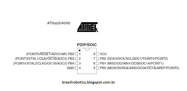 Brasilrobotics: 11° Aula: Programando ATtiny85 ou ATtiny45 com Arduino