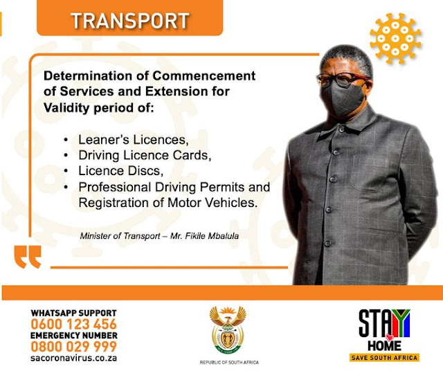 SOUTH AFRICA - TRANSPORT MINISTER EXTENDS DRIVERS LICENSE VALIDITY WITH ...