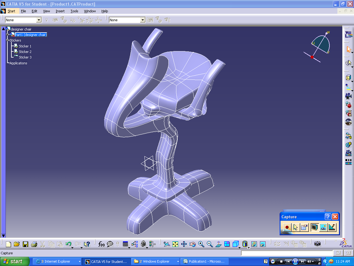 my catia V5: Rendering of a new design chair using CATIA V5