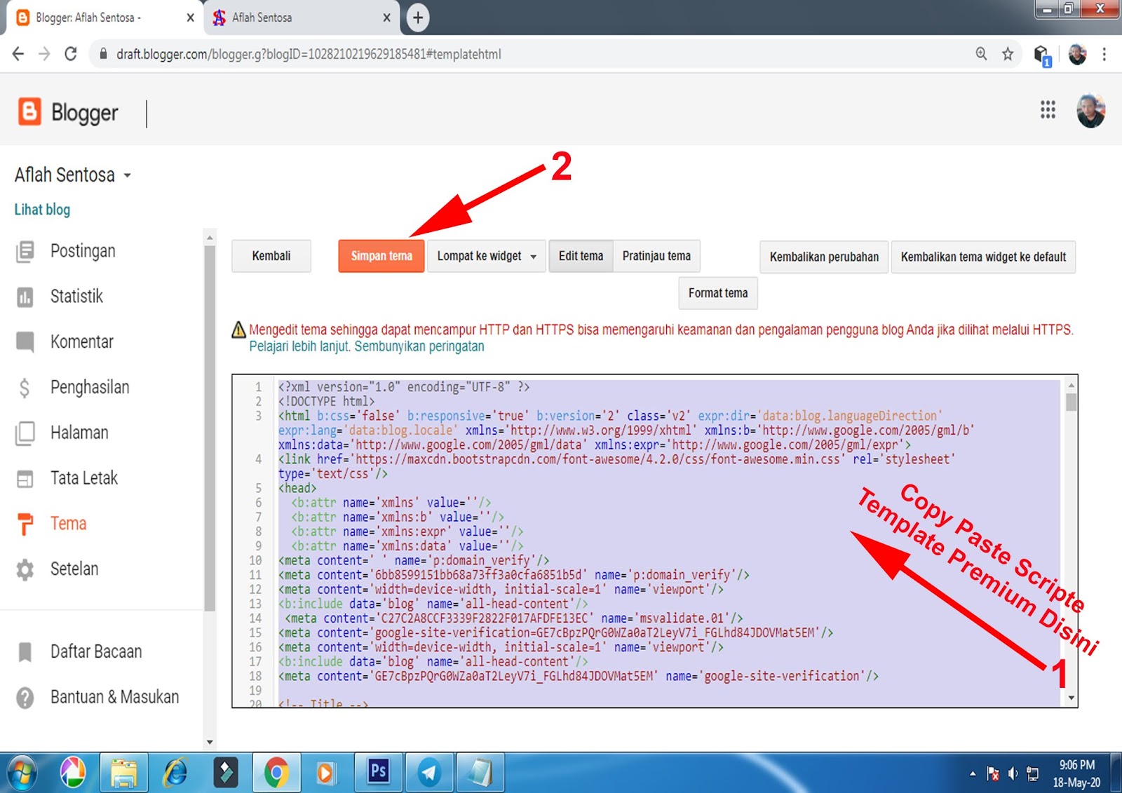 Cara Ganti Template Blogger Dengan Template Premium - Aflah Sentosa
