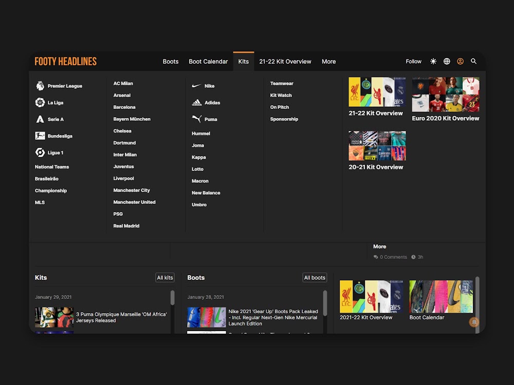 New Footy Headlines Website Design 2021 - Dark Mode & More - Footy ...