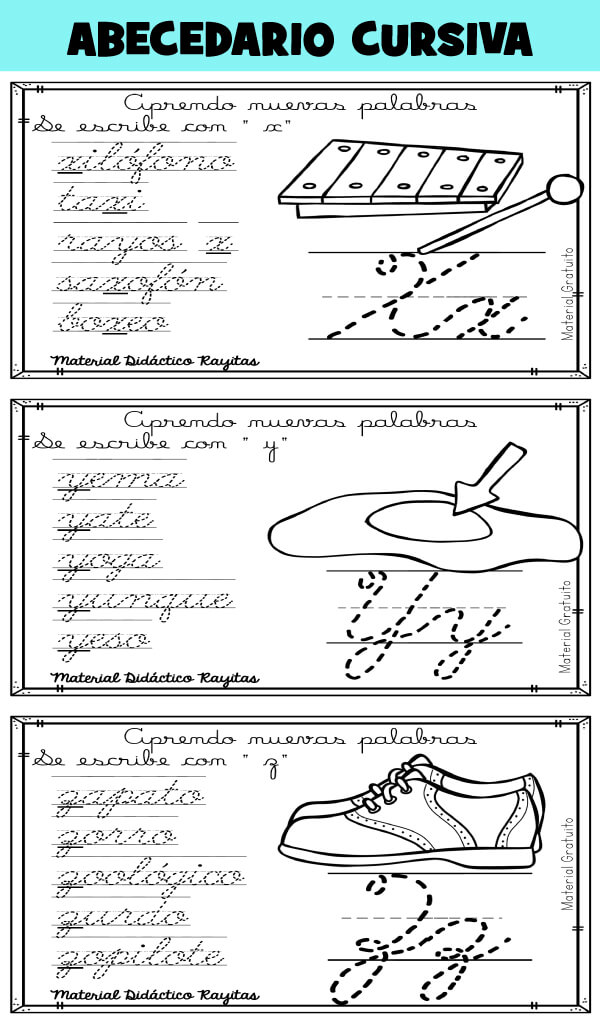 Aprendo y Trazo el Abecedario en Cursiva | Materiales Educativos para ...