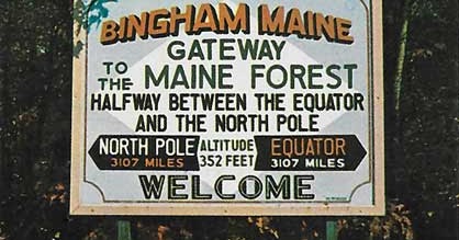*Postcard Gems: Bingham Maine Welcome Sign