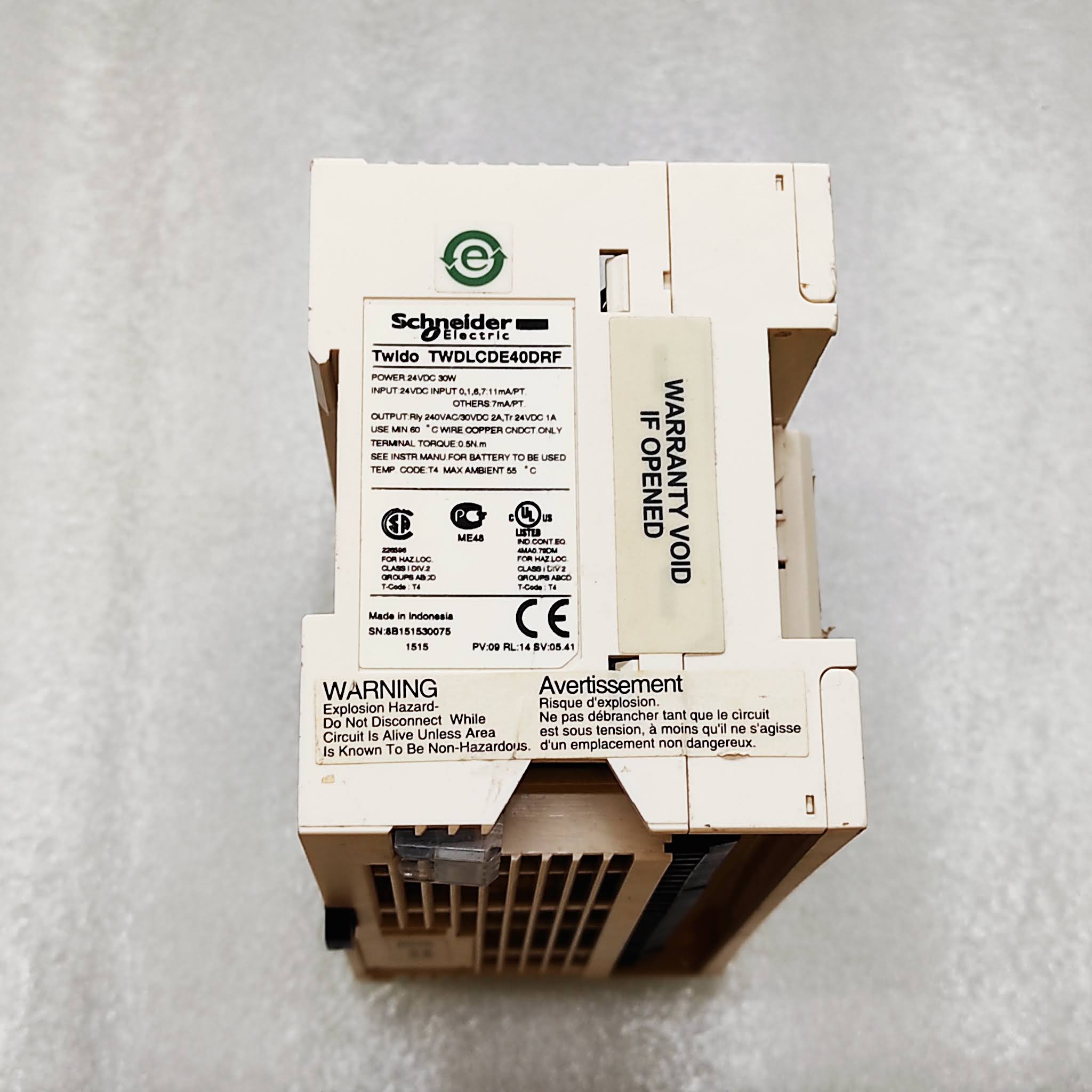 SCHNEIDER ELECTRIC TWIDO TWDLCDE40DRF PLC BASE 24VDC
