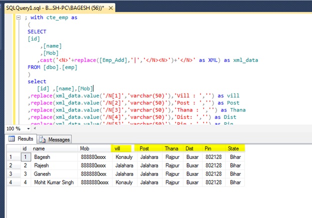 Microsoft Business Intelligence Split Single String Column Into