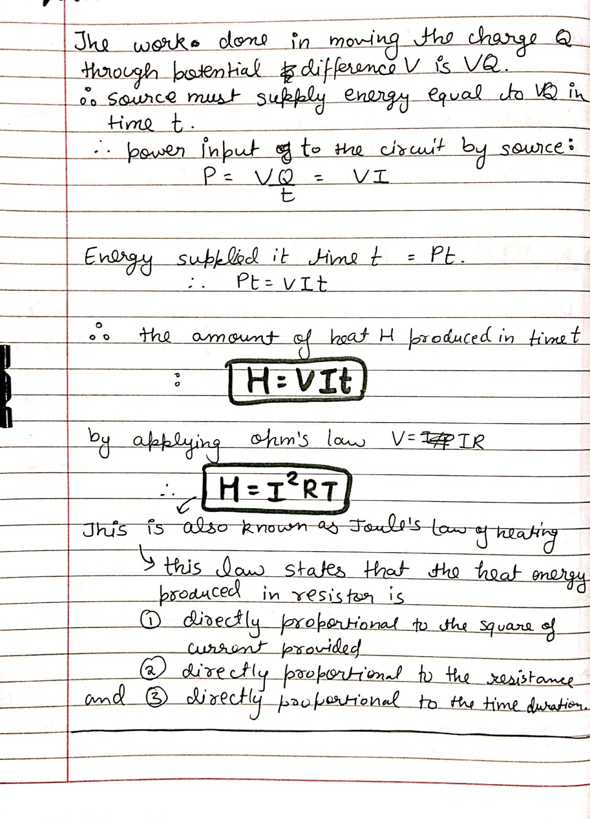 Class 10 NCERT Physics Chapter 11: Electricity : Handwritten Notes