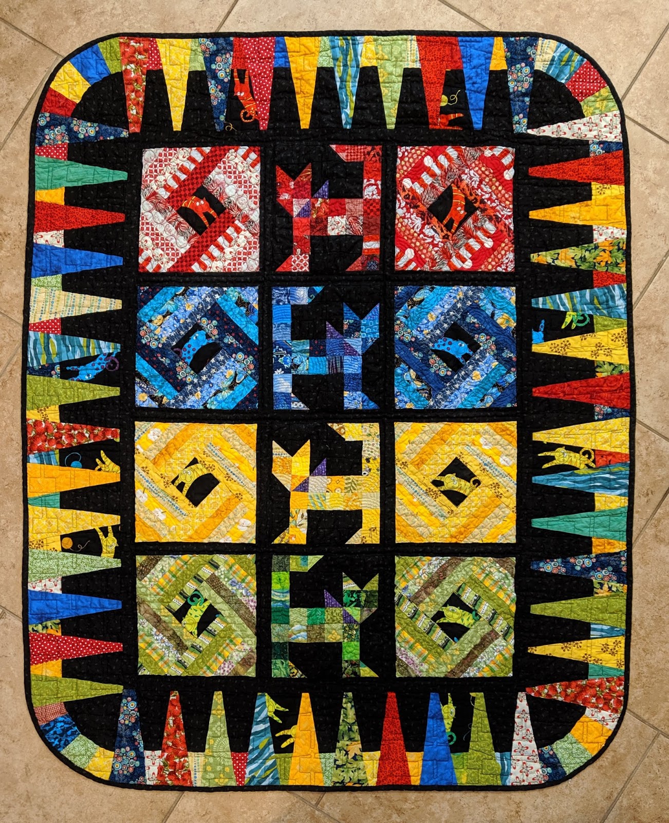 Scrappy Cats Lap Quilt