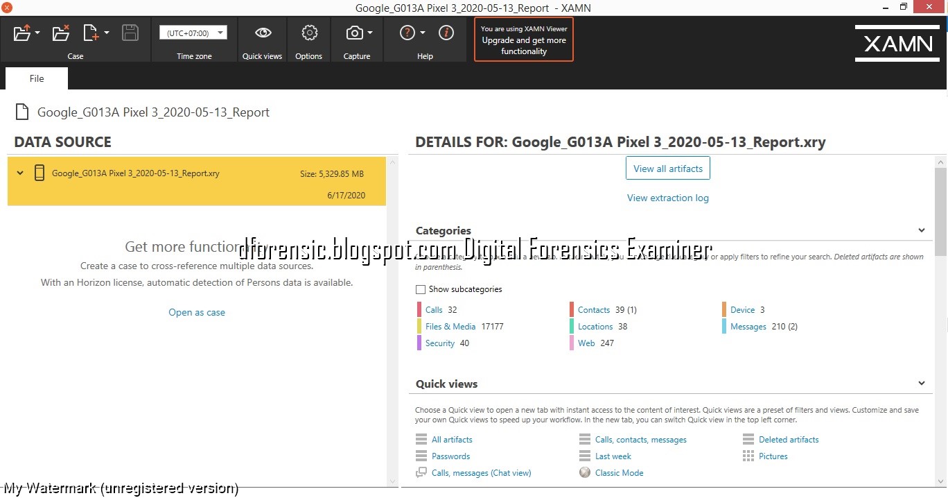 Digital Forensics Examiner: Mobile Forensics:XAMN Viewer