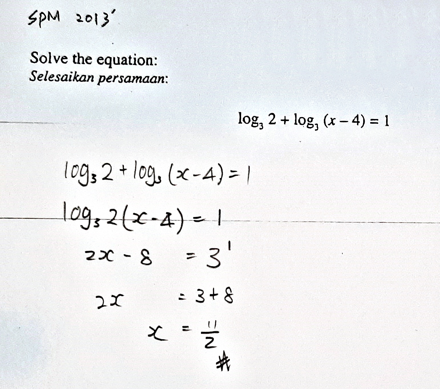 aay TUITION : F4 Add Math (4/5/2020) - Chapter 4 Logarithms - SPM Question