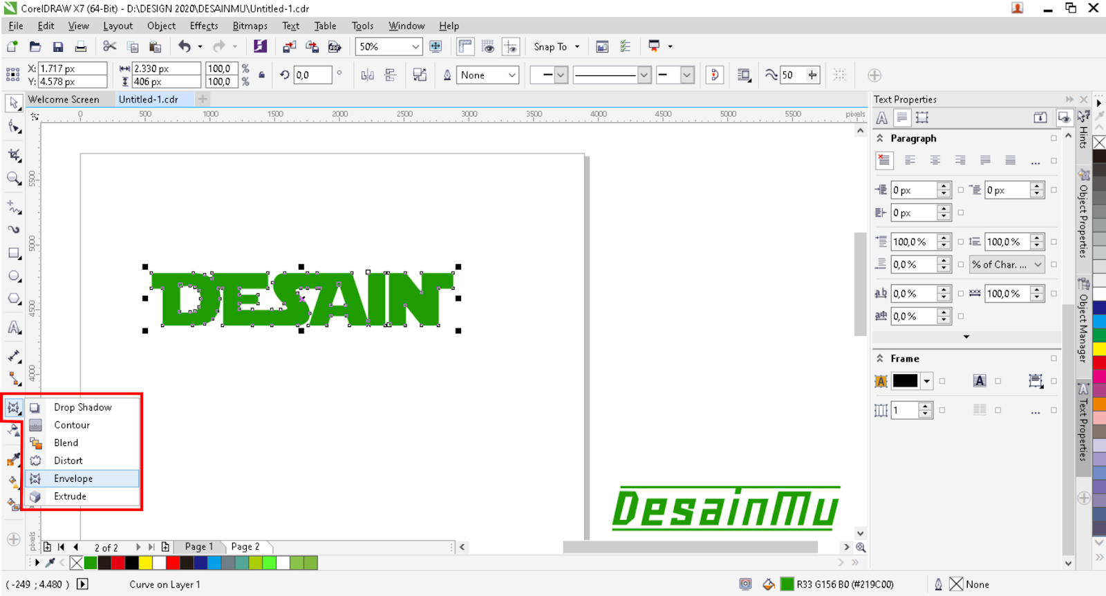 Efek Envelope CorelDRAW