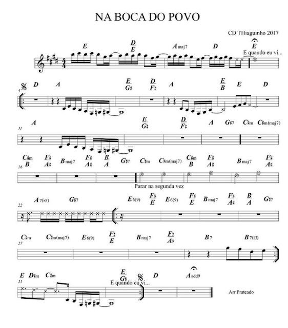 Nandinho Cavaco: Partitura - Thiaguinho - Na boca do povo
