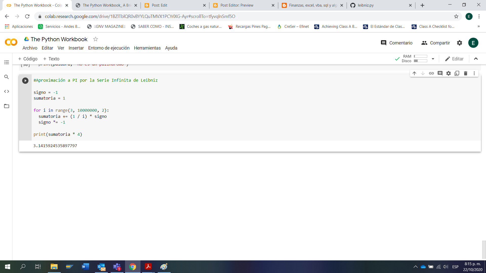 Finanzas, excel, vba, sql y algo más...: Calcular la Aproximación de PI ...