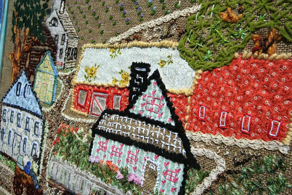 Textile Arts Now: Hand embroidery on burlap
