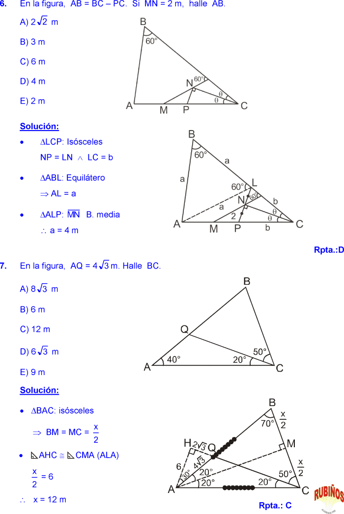 APLICACIÓN DE LA CONGRUENCIA DE TRIANGULOS EJEMPLOS Y EJERCICIOS RESUELTOS pdf