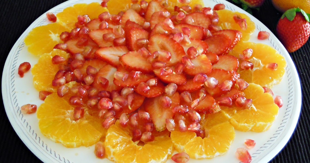 Carpaccio de mandarina, fresa y granada | Mandarinas y miel