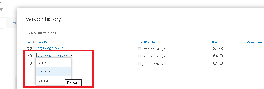 Document Library - Configure Versioning Control in SharePoint Online ...
