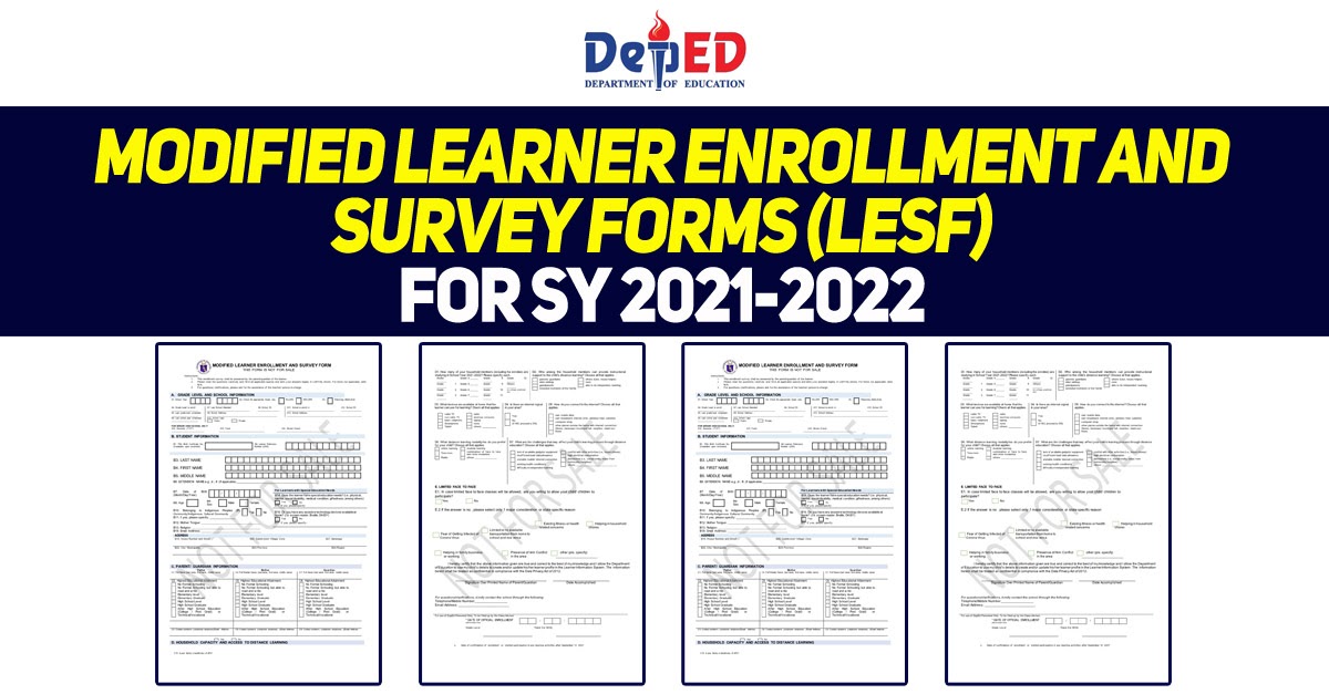 MODIFIED LEARNER ENROLLMENT AND SURVEY FORMS(LESF) FOR SY 2021-2022 ...