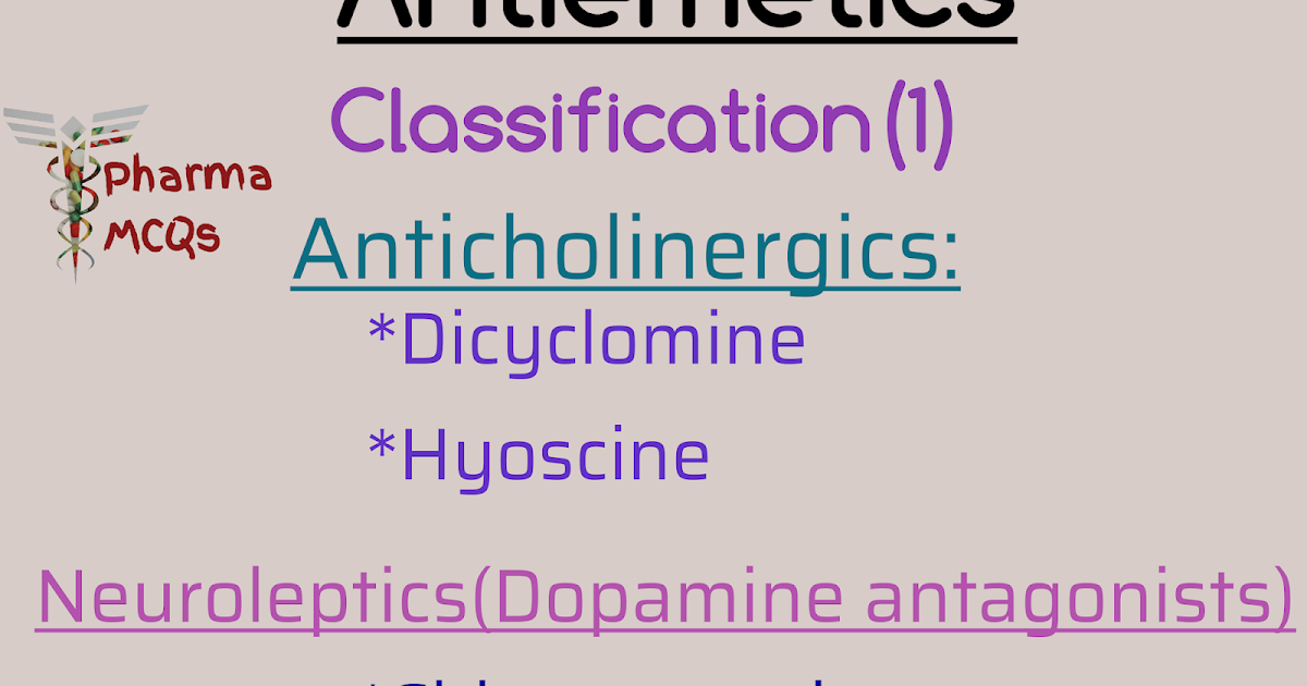 Pharma-MCQs: Classification-Antiemetics