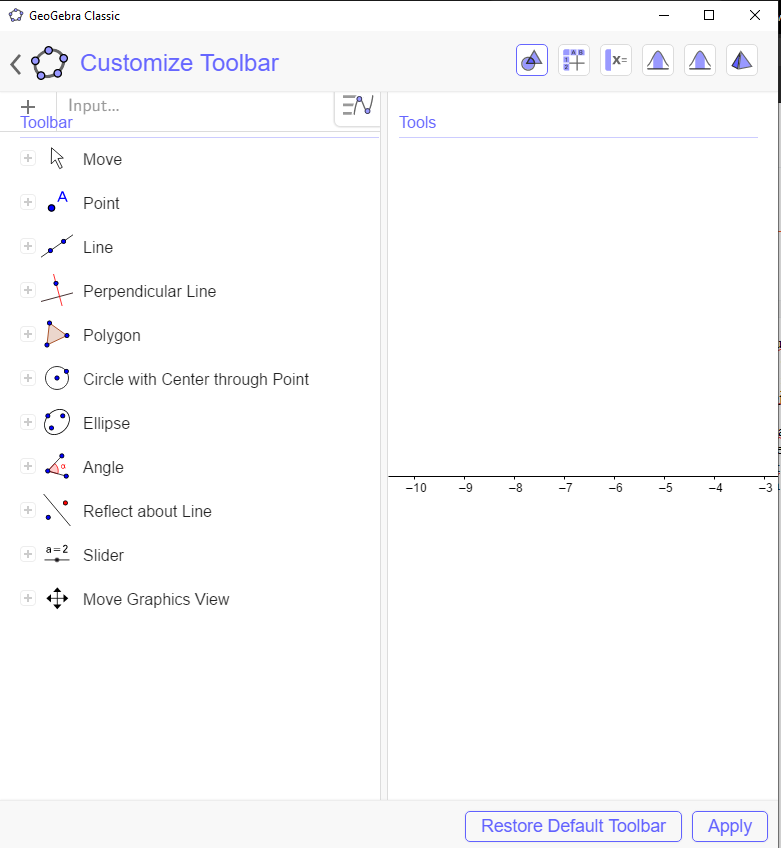 Cara Custumize Toolbar di GeoGebra