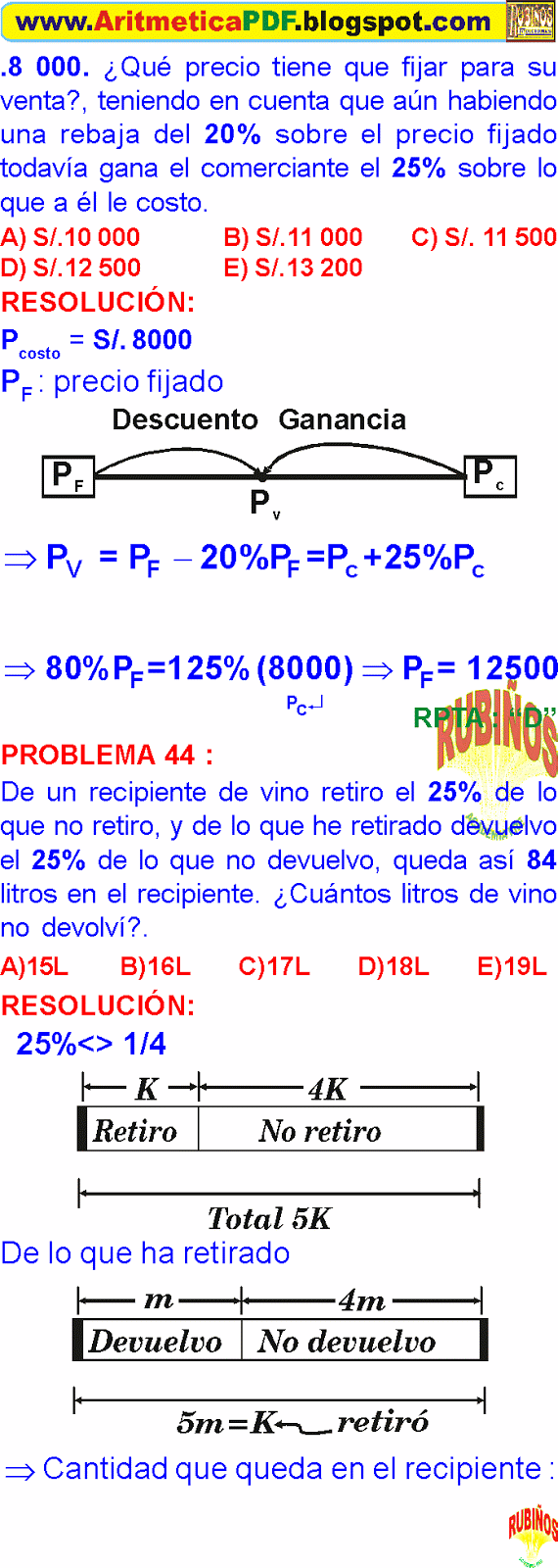 TANTO POR CIENTO EJERCICIOS RESUELTOS DE RAZONAMIENTO MATEMÁTICO ...