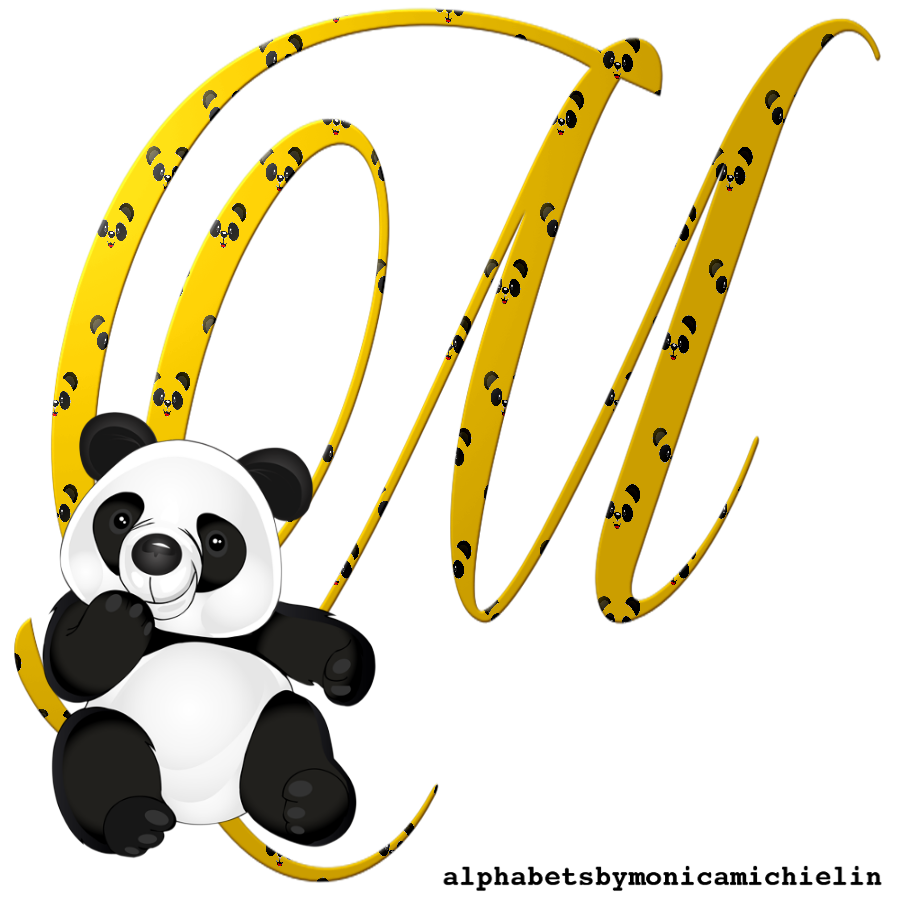 M. Michielin Alphabets: YELLOW PANDA BEAR ALPHABET, ICONS, NUMBERS PNG ...