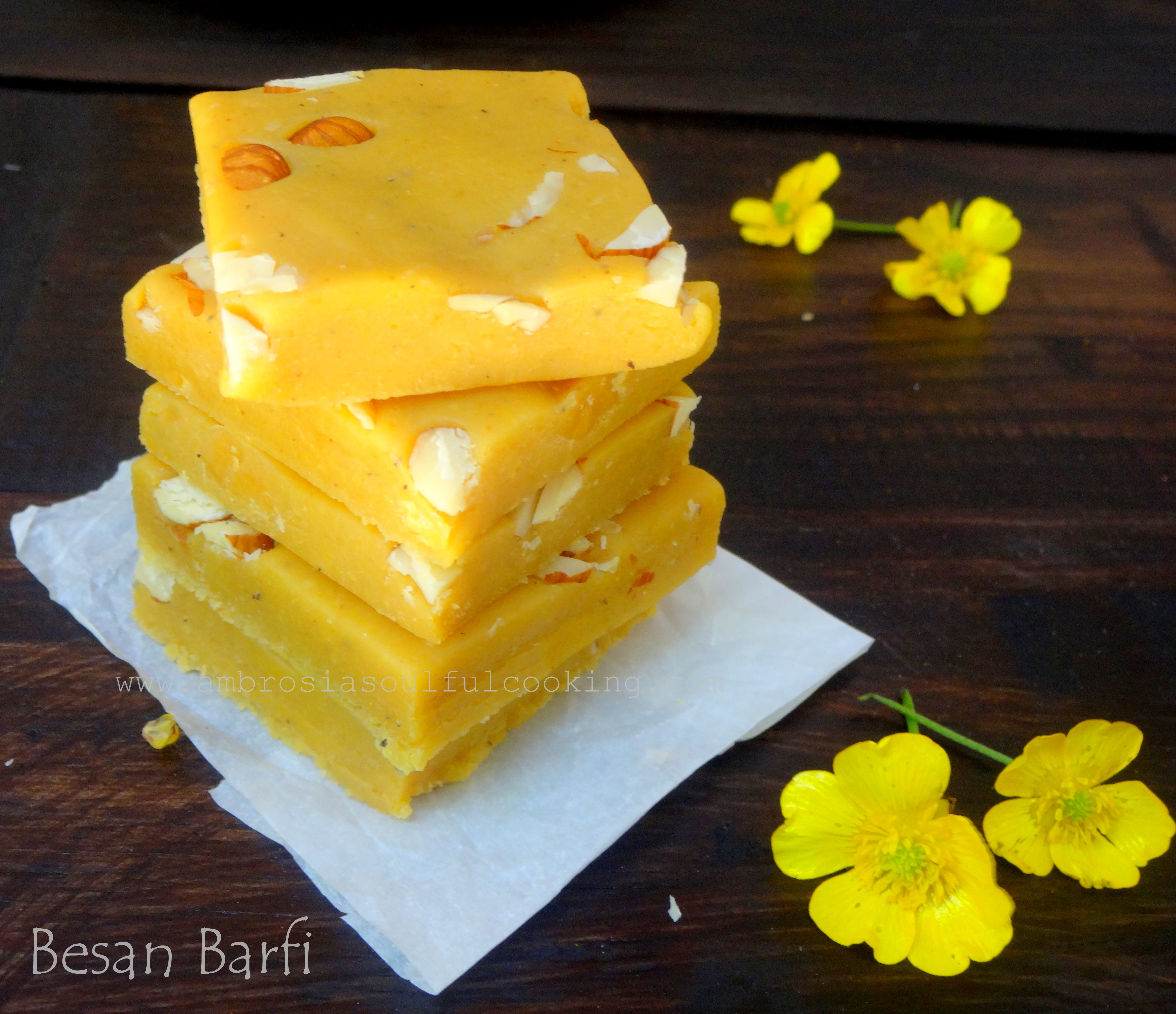 Besan Barfi | Besan Fudge | Ambrosia