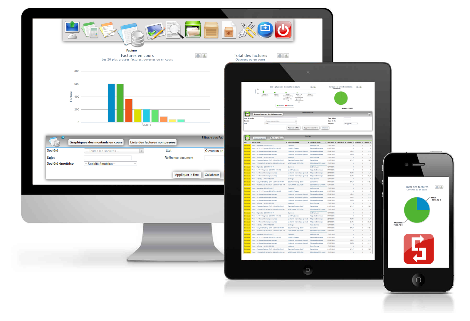 Copie écran logiciel Simple CRM: Modèles de devis, bons de commande ...