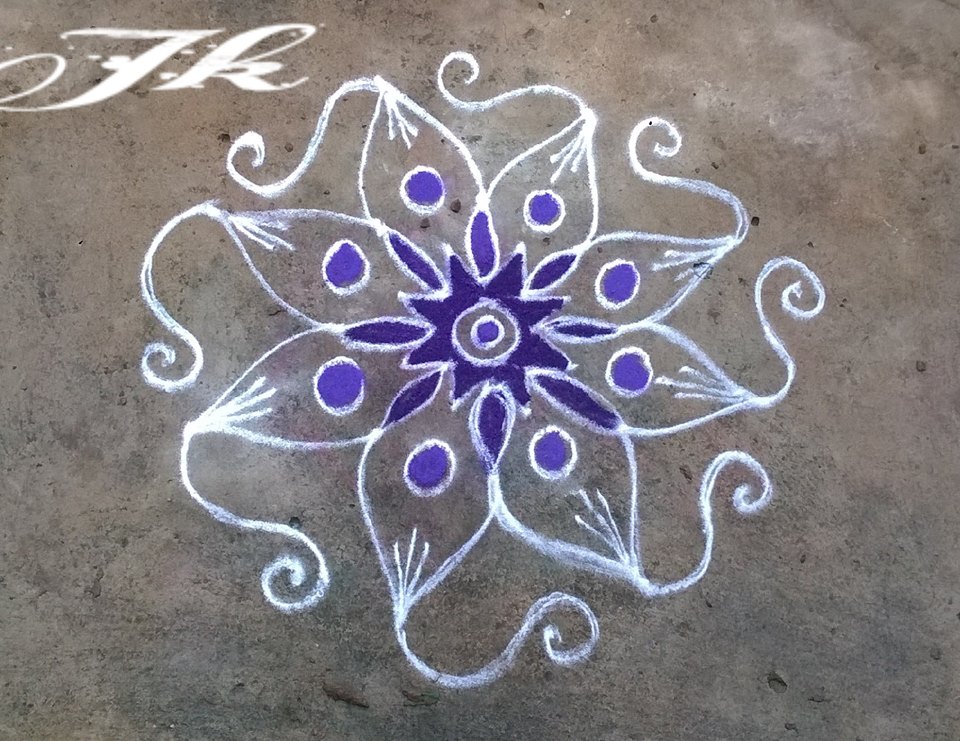 CHODAVARAMNET: SINGLE LINE FLOWER MUGGU WITH HEMA DESIGNER MUGGULU