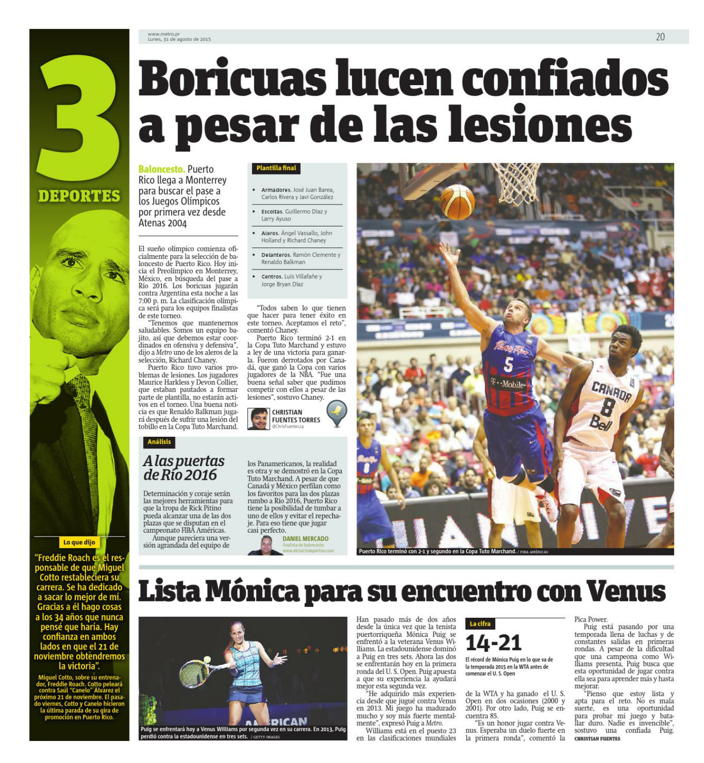 El Clutch Deportivo: Colaboración para el periódico Metro de Puerto Rico