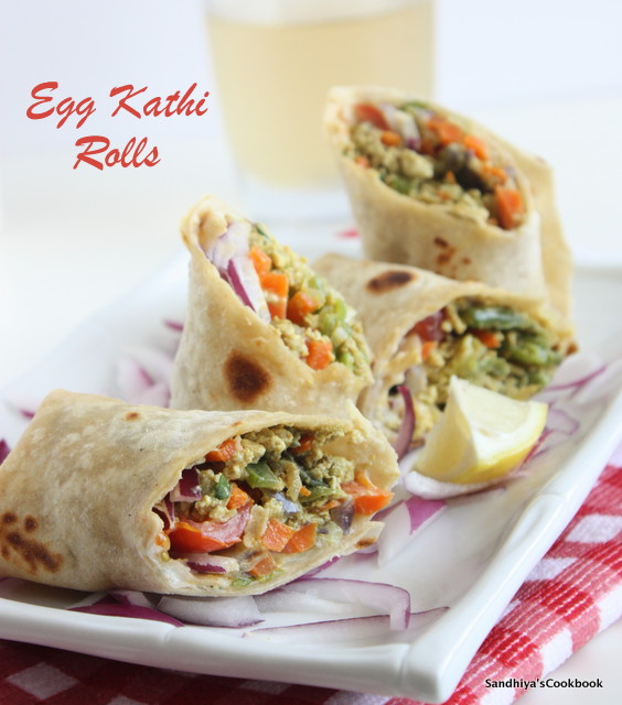 Sandhiya's Cookbook: Egg Kathi rolls | Mix Veggie Egg Wrap