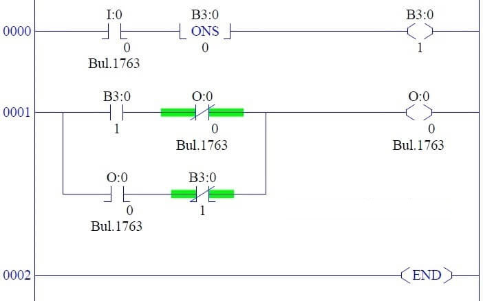 One Shot Rising PLC Example Program