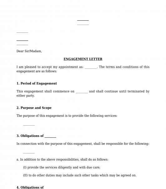 Letter Of Engagement Template Contractor ~ Resume Letter
