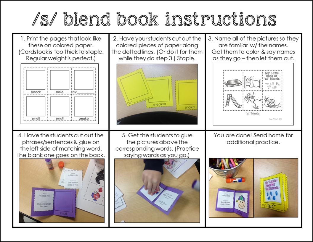 Mrs. Pritchett's Printables: Fun little /s/ blend cut and paste booklets