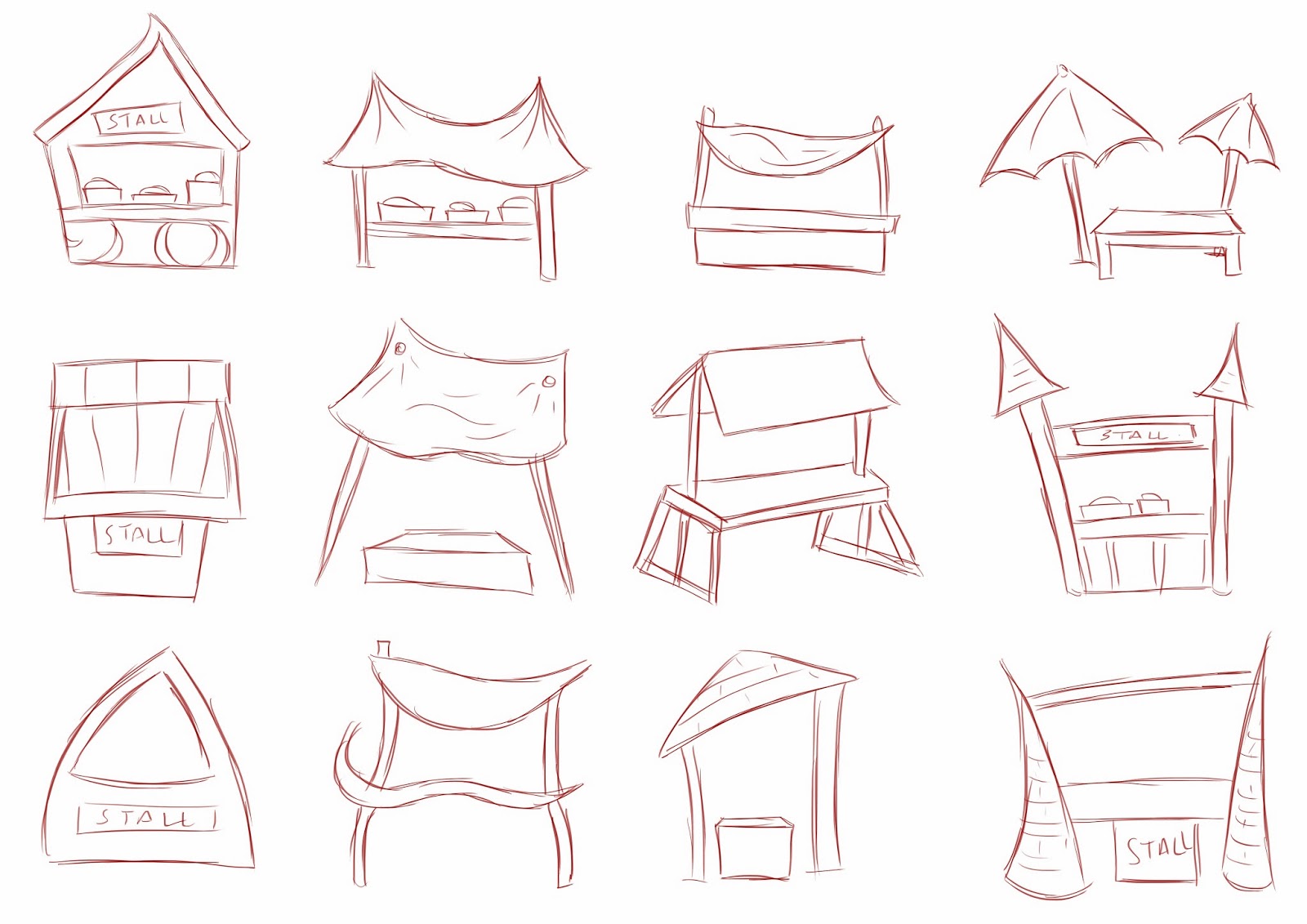 Brooke Hayes Animation: Market Stall Thumbnail Outlines