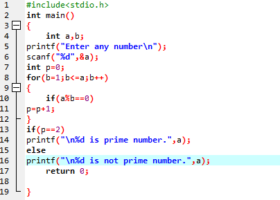 C program to check whether inputted number is prime number or not ...