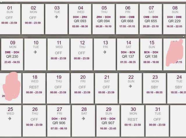 Journey Through Life: Cabin Crew roster - Emirates, Etihad and Qatar ...