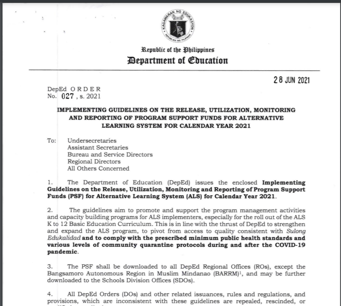 New DepEd Order 027: GUIDELINES ON THE RELEASE, UTILIZATION, MONITORING ...