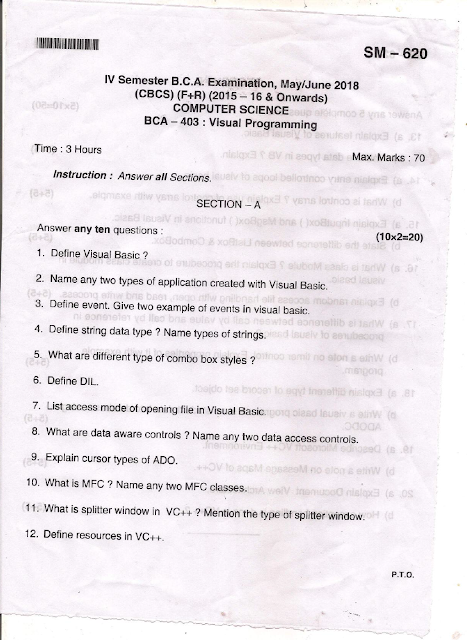 Bangalore University b.c.a. Computer Science Bca- 403 : Visual Programming May/June 2018 ...