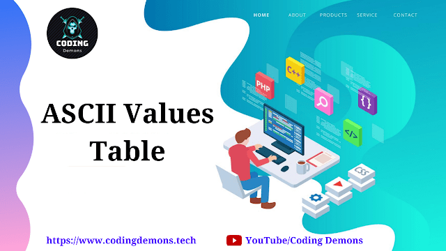 ASCII Values Table | ASCII values of alphabets, numbers, symbols