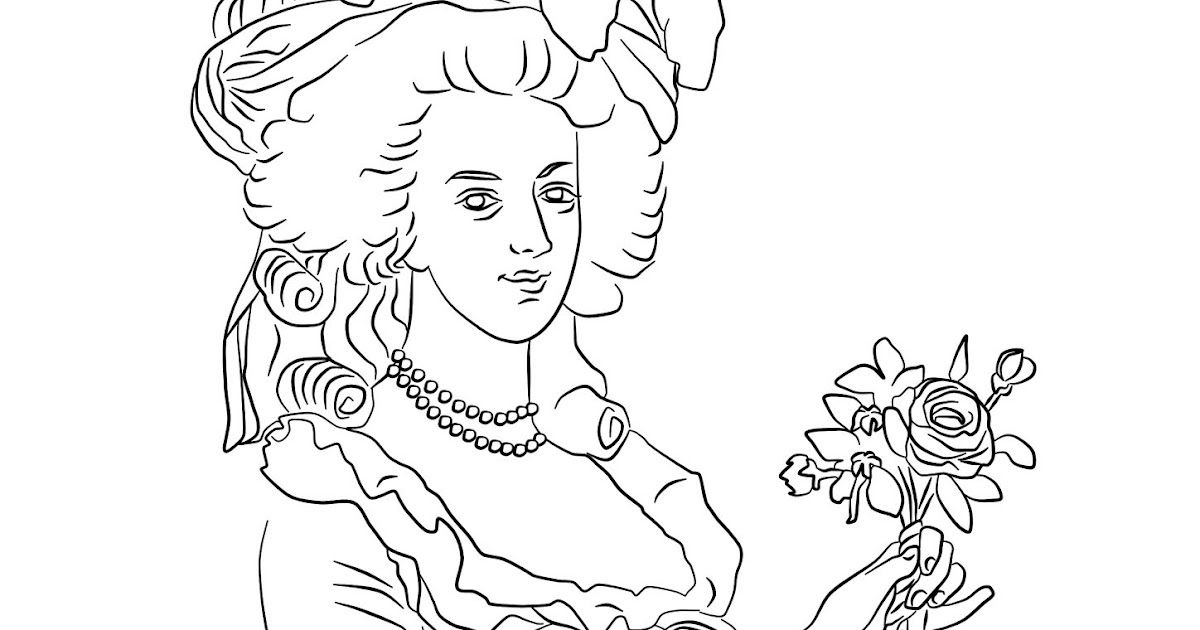 Marie Antoinette – Élisabeth Vigée Le Brun (a coloring page / värityskuva)