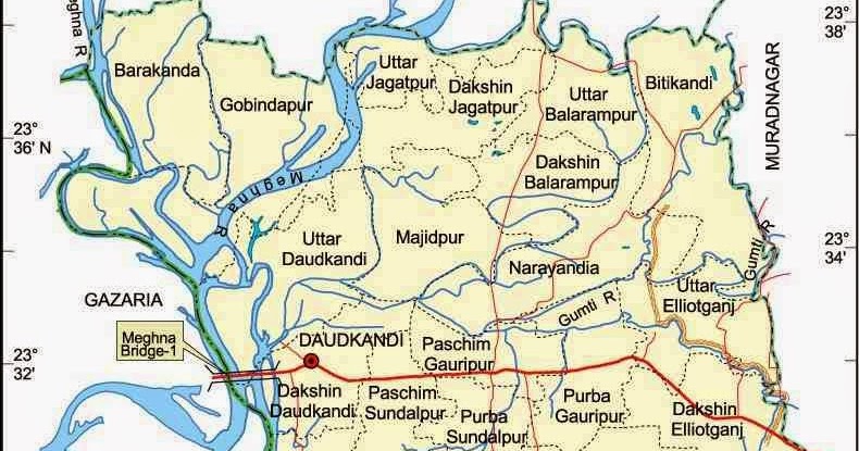 Daudkandi Upazila Map, Comilla District, Bangladesh